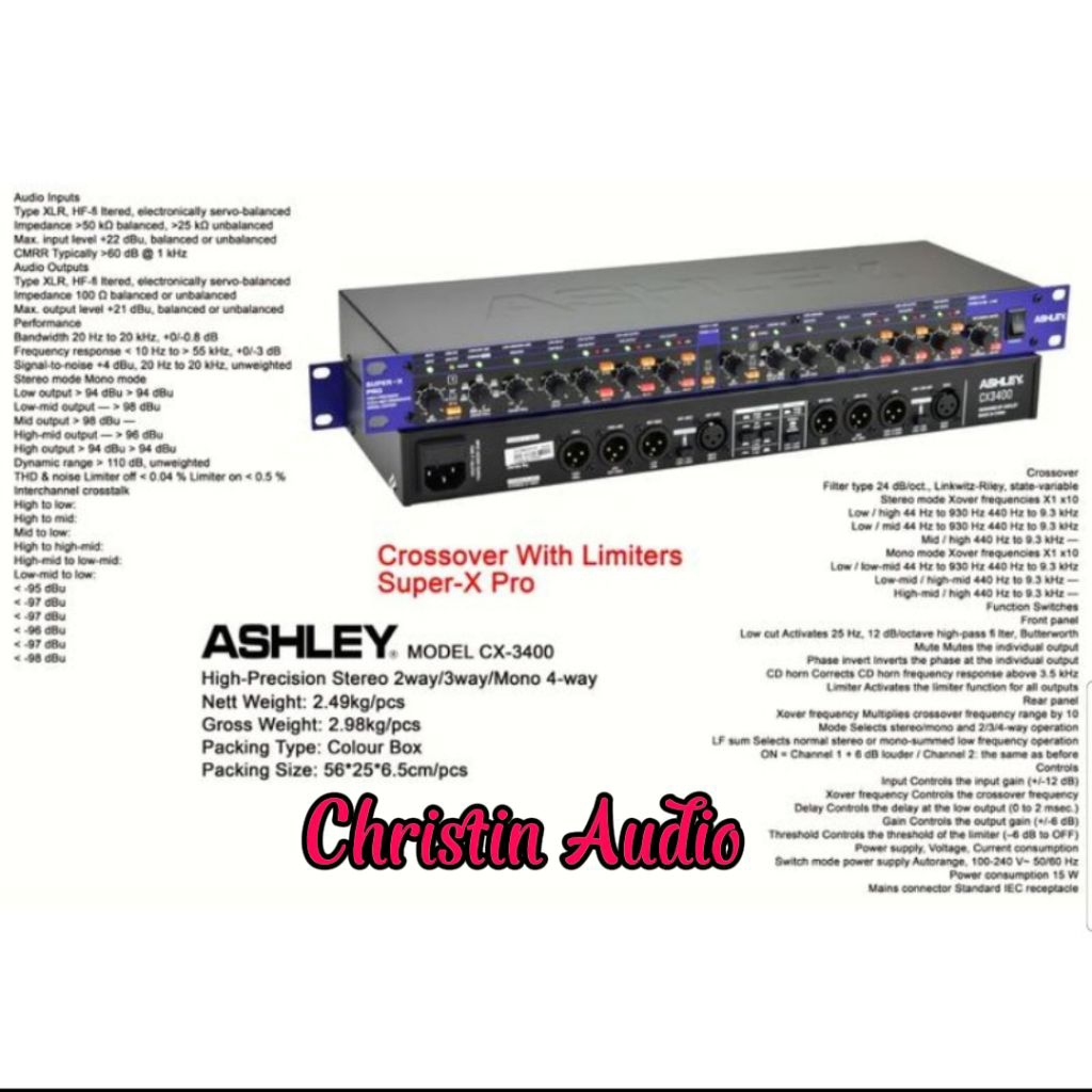 Jual Crossover Audio Ashley CX-3400 / CX 3400 With Limiter Super X Pro ...