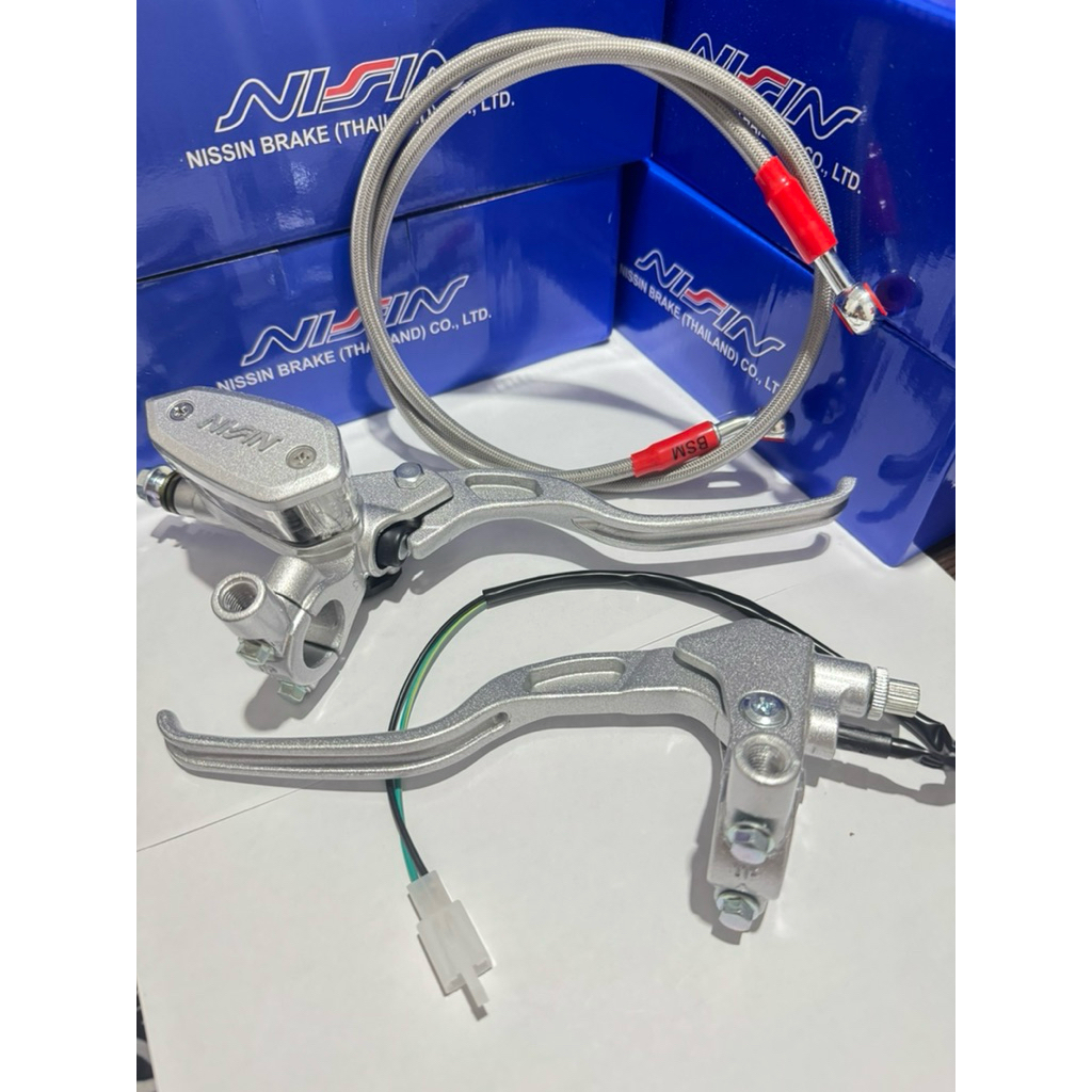 Jual Master rem kiri kanan nissin oval full silver plus selang rem ...
