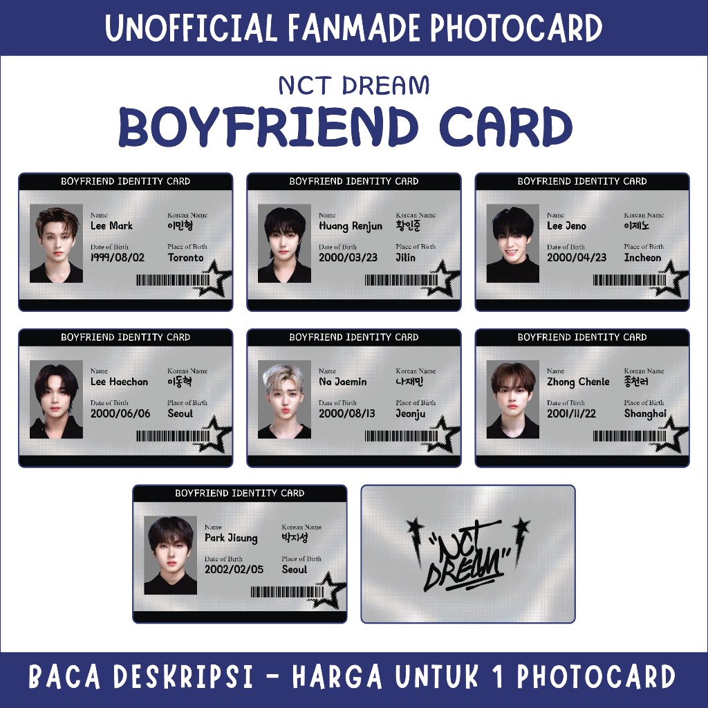 Jual [UNOFFICIAL PHOTOCARD] NCT DREAM - BOYFRIEND CARD | Shopee Indonesia