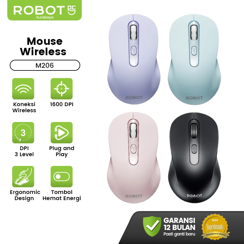 Jual ROBOT Mouse Wireless USB 2.4G 1600 DPI Tanpa Kabel Tombol Hemat ...