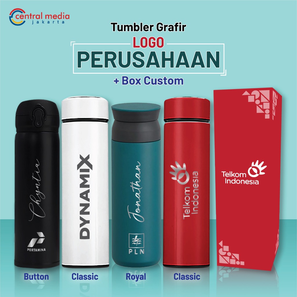 Jual Tumbler Grafir Logo Perusahaan Custom + Box Custom Botol Minum ...