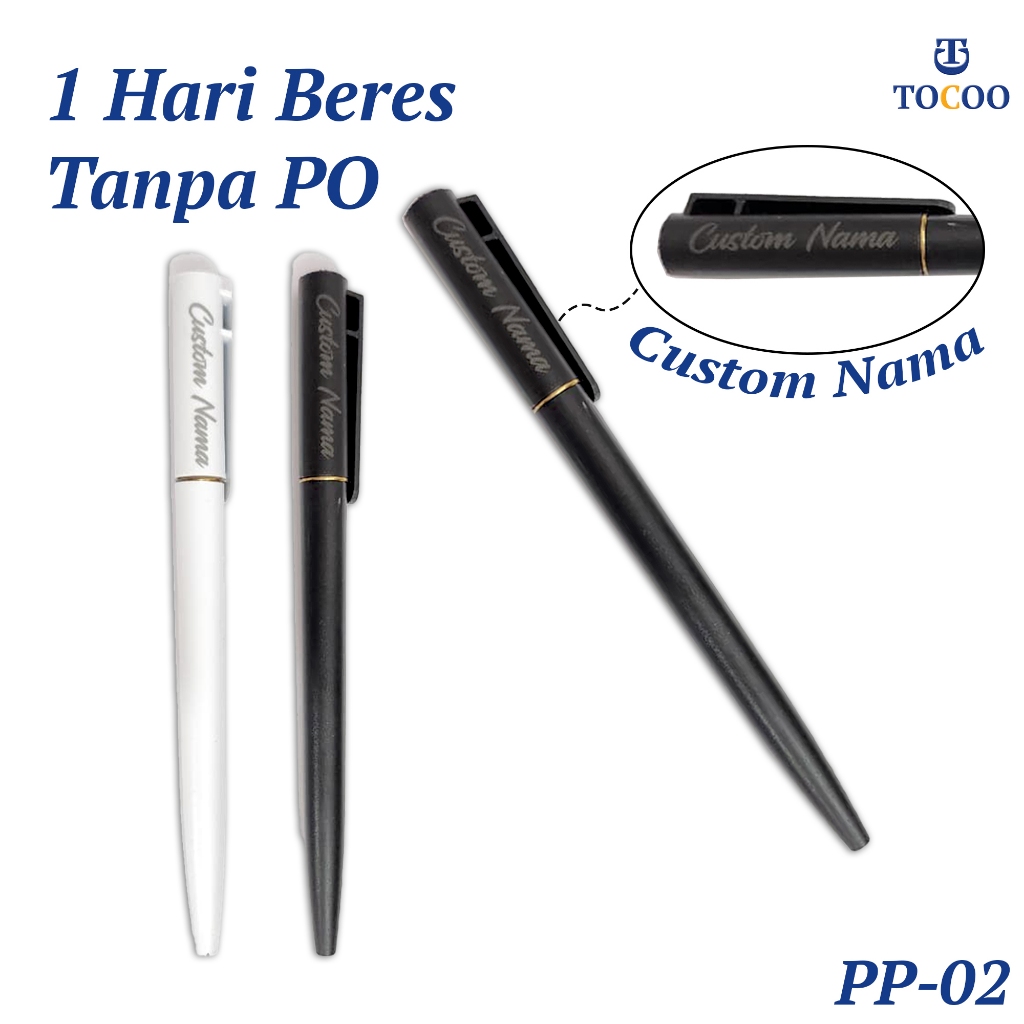 Jual PP-02 Pulpen Custom Nama Grafir 2 Sisi Warna Hitam Putih Alat ...