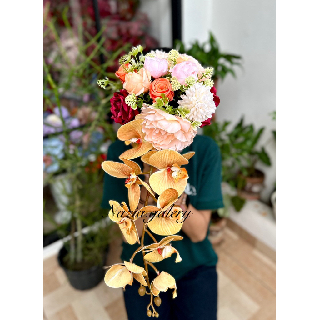 Jual BUKET ANGGREK JUNTAI /HAND BOUQUET WEDDING / FREE KARDUS / HAND ...