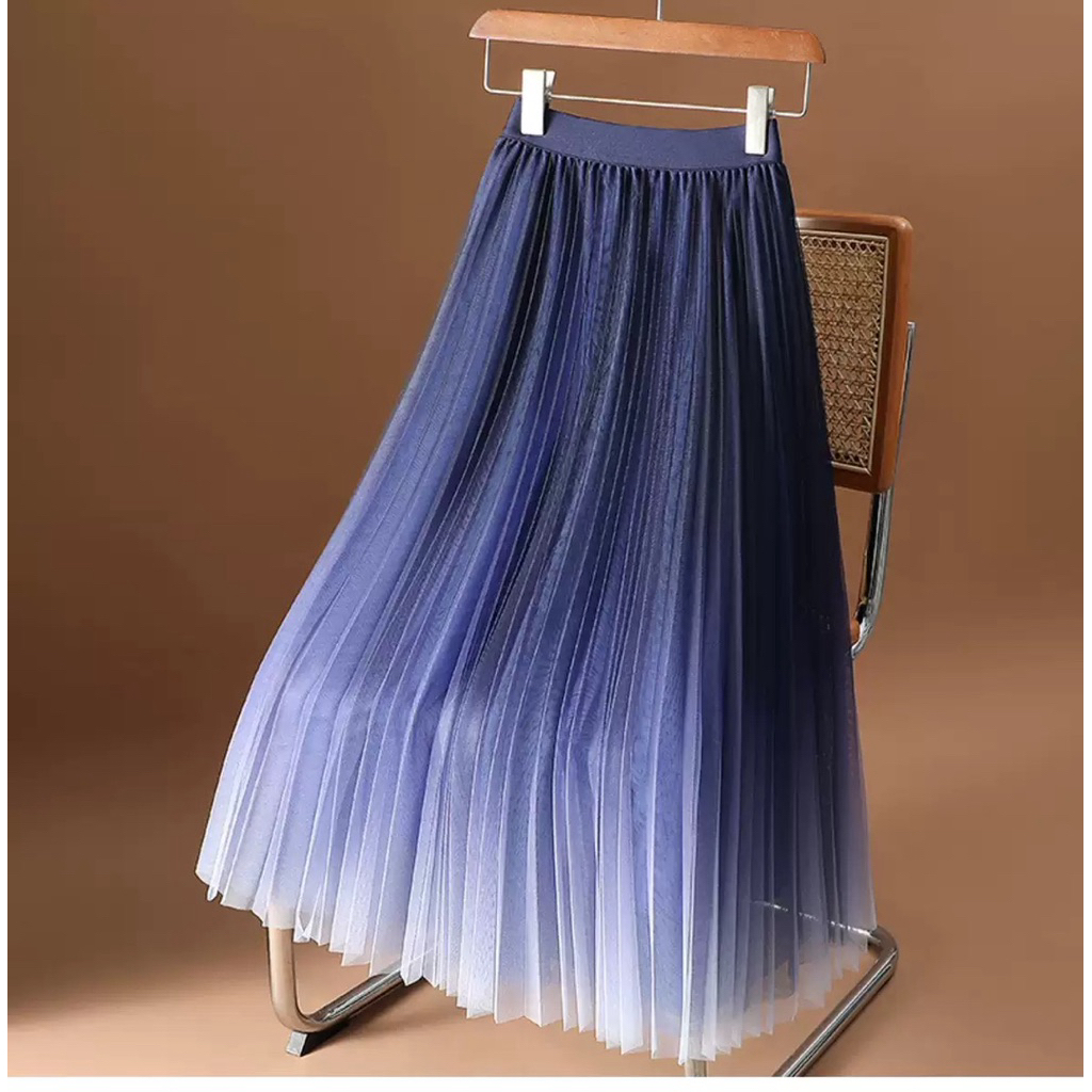 Jual Rok Plisket Tulle Gradasi Panjang – Korean Fashion Skirt (rok tutu ...