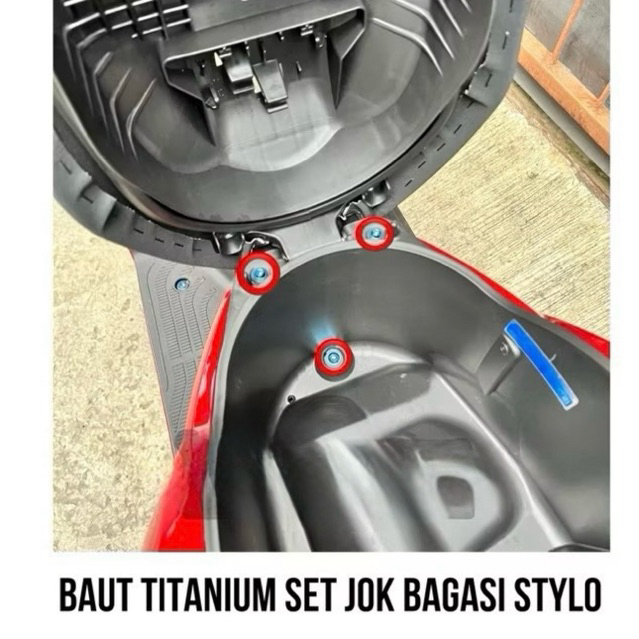 Jual (SET 3PCS) Baut Titanium Set Jok Bagasi Stylo 160 Original Vietnam ...