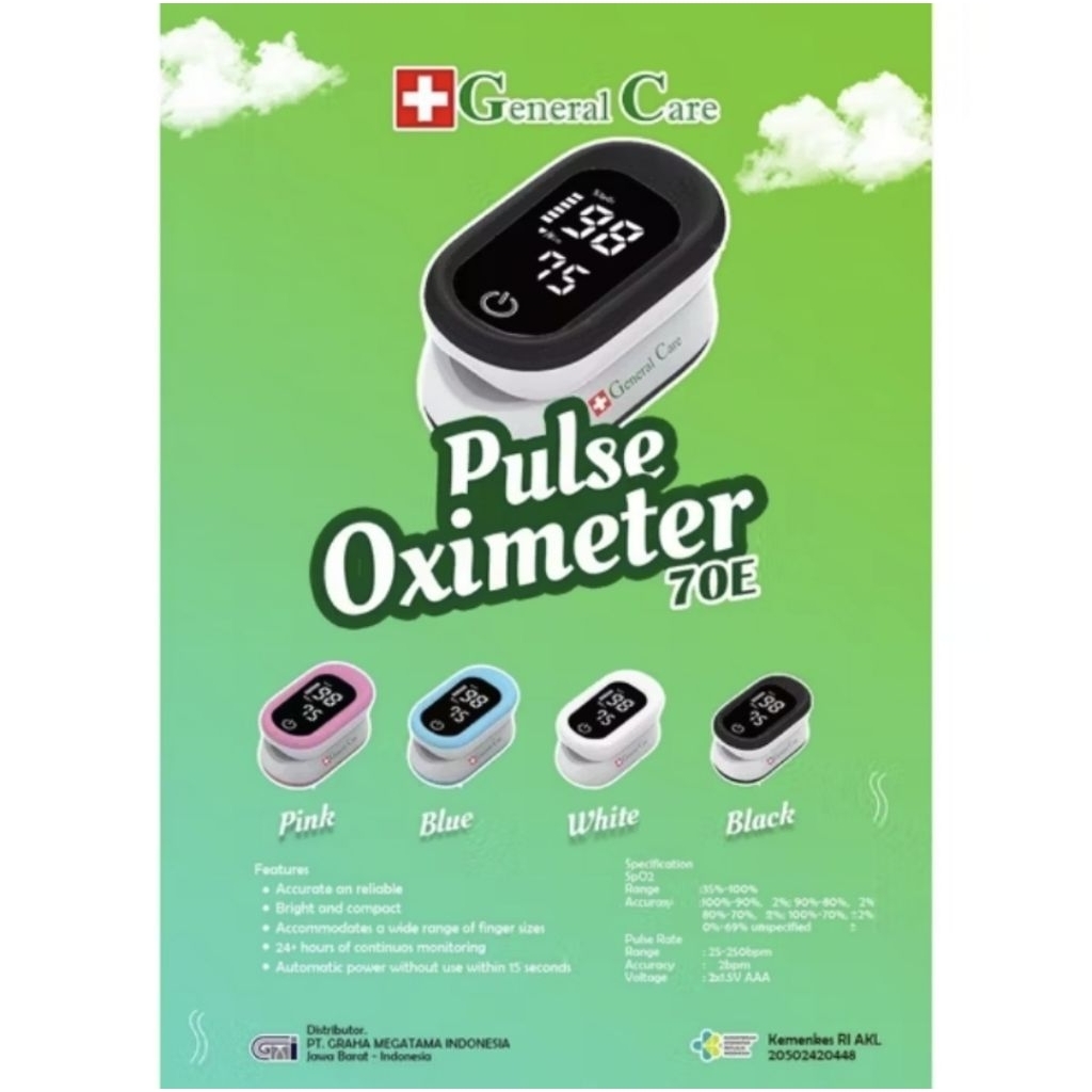 Jual 70E General Care Finger Pulse Oxymeter Saturasi Oksigen Oxymeter ...