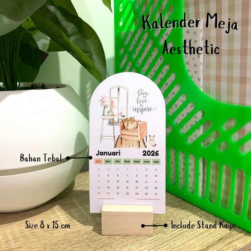 Jual Kalender 2026 Aesthetic Kalender Meja 2026 Estetik Window FREE ...