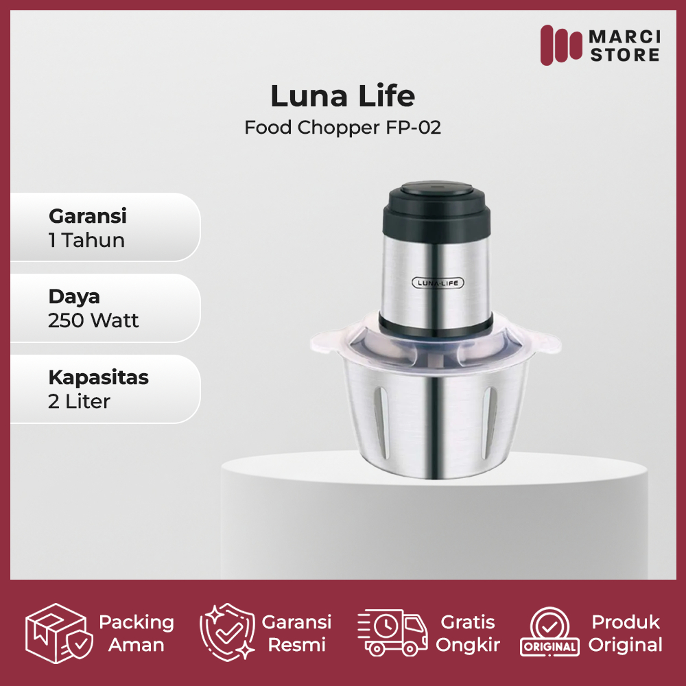 Jual LUNALIFE Food Chopper 2L FP02 Stainless 250Watt Penggiling Daging ...