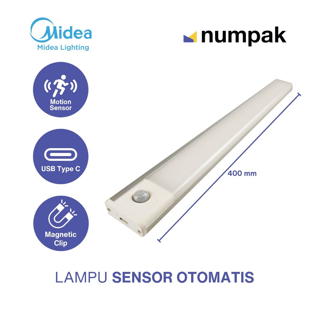 Jual Midea Lampu Led Sensor Otomatis Gerakan Portable Magnetic 400mm ...