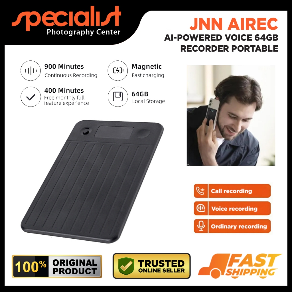 Jual JNN Airec AI-Powered Voice Recorder Portable Mini 64GB Alat ...