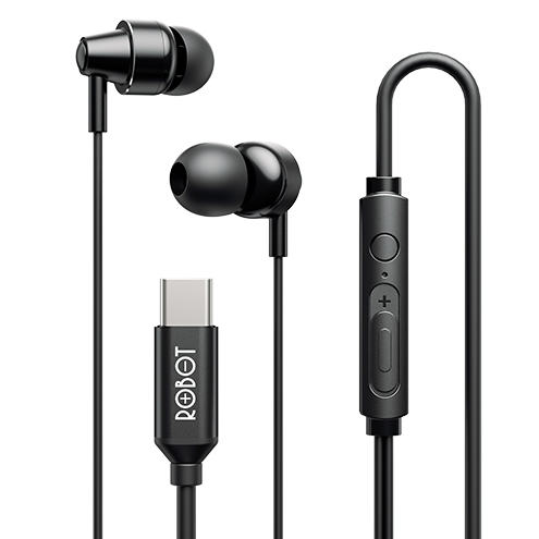 Jual ROBOT REC 240S Wired Earphone Type-C Plug High Definition Sound ...