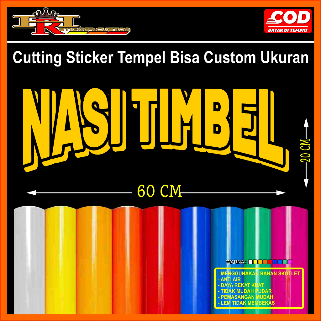 Jual TULISAN NASI TIMBEL CUTTING STIKER TEMPEL BAHAN SKOTLET,BUAT DI ...