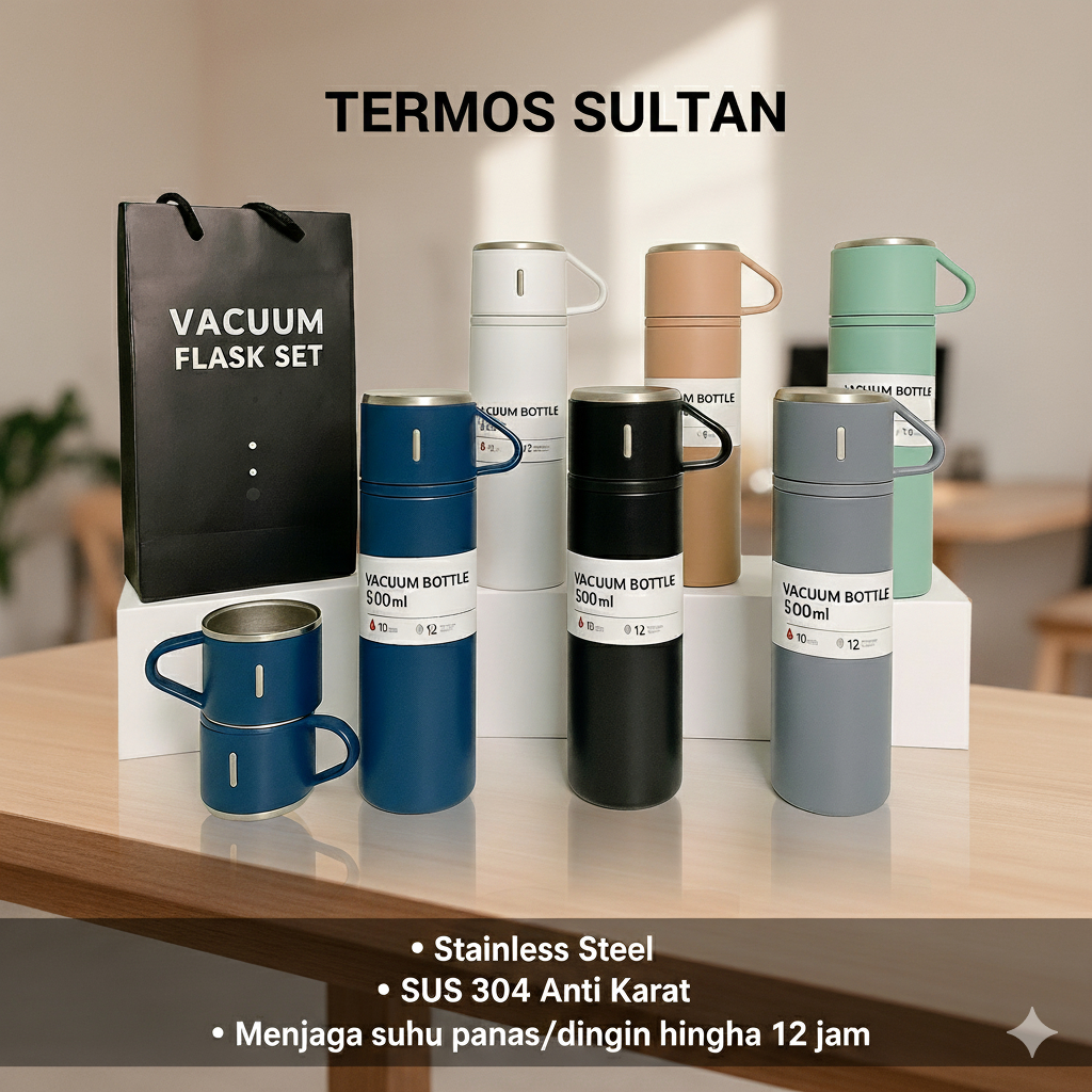 Jual TERMOS SULTAN Vacum Flask Set Botol Minum Cangkir Premium ...