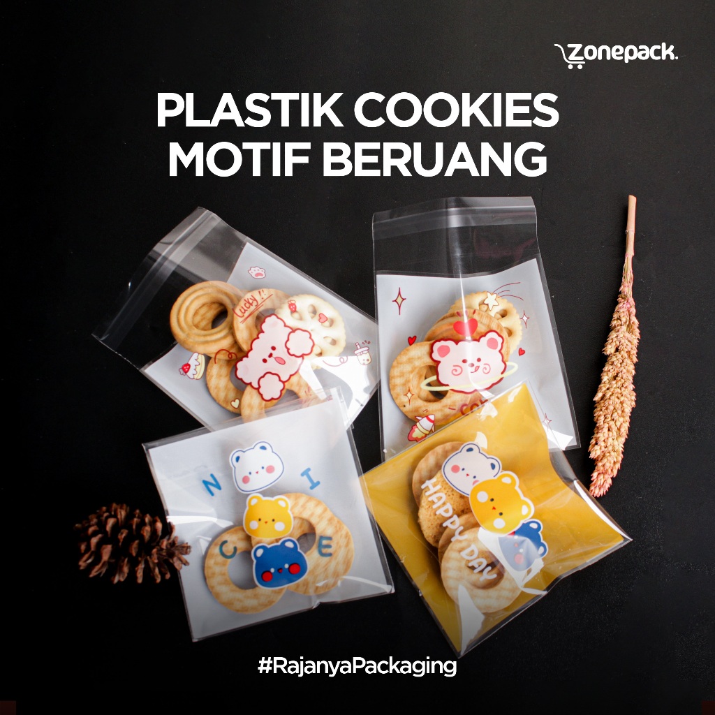 Jual [100 PCS] Plastik Cookies OPP Karakter Beruang | Plastik OPP Motif ...