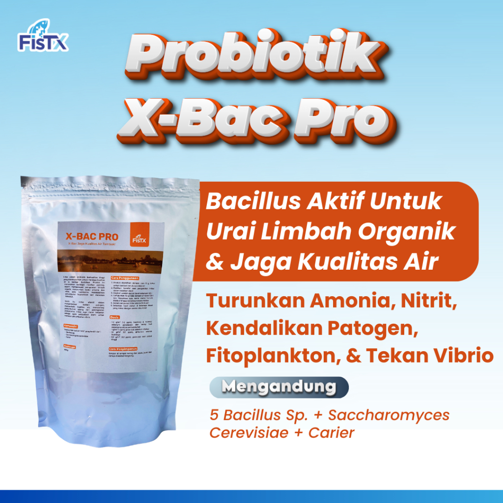 Jual X-BAC PRO 500 gr - Probiotik 5 Strain Bacillus Udang - Urai Limbah ...
