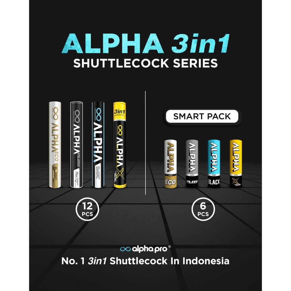 Jual Shuttlecock cock Badminton 3 IN 1 ALPHA BLACK 75 76 / ECO 76 ...