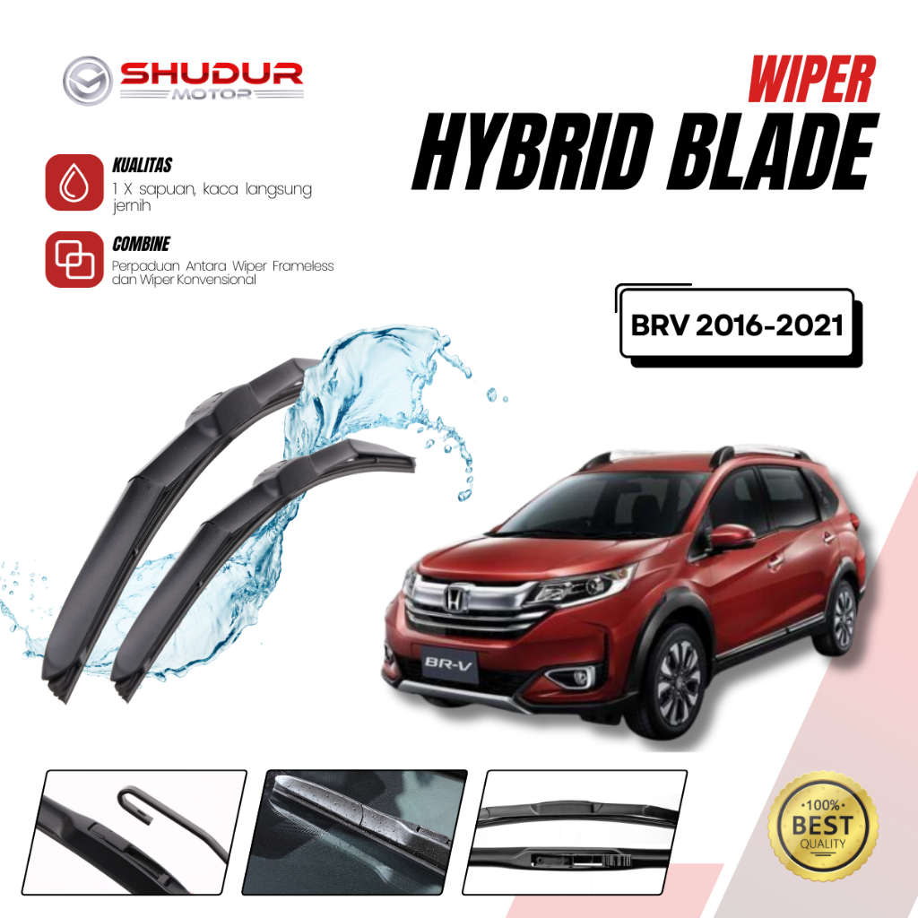 Jual Wiper Hybrid Blade Honda BRV / BR-V 2016-2021 Frameless 1 Set Kiri ...