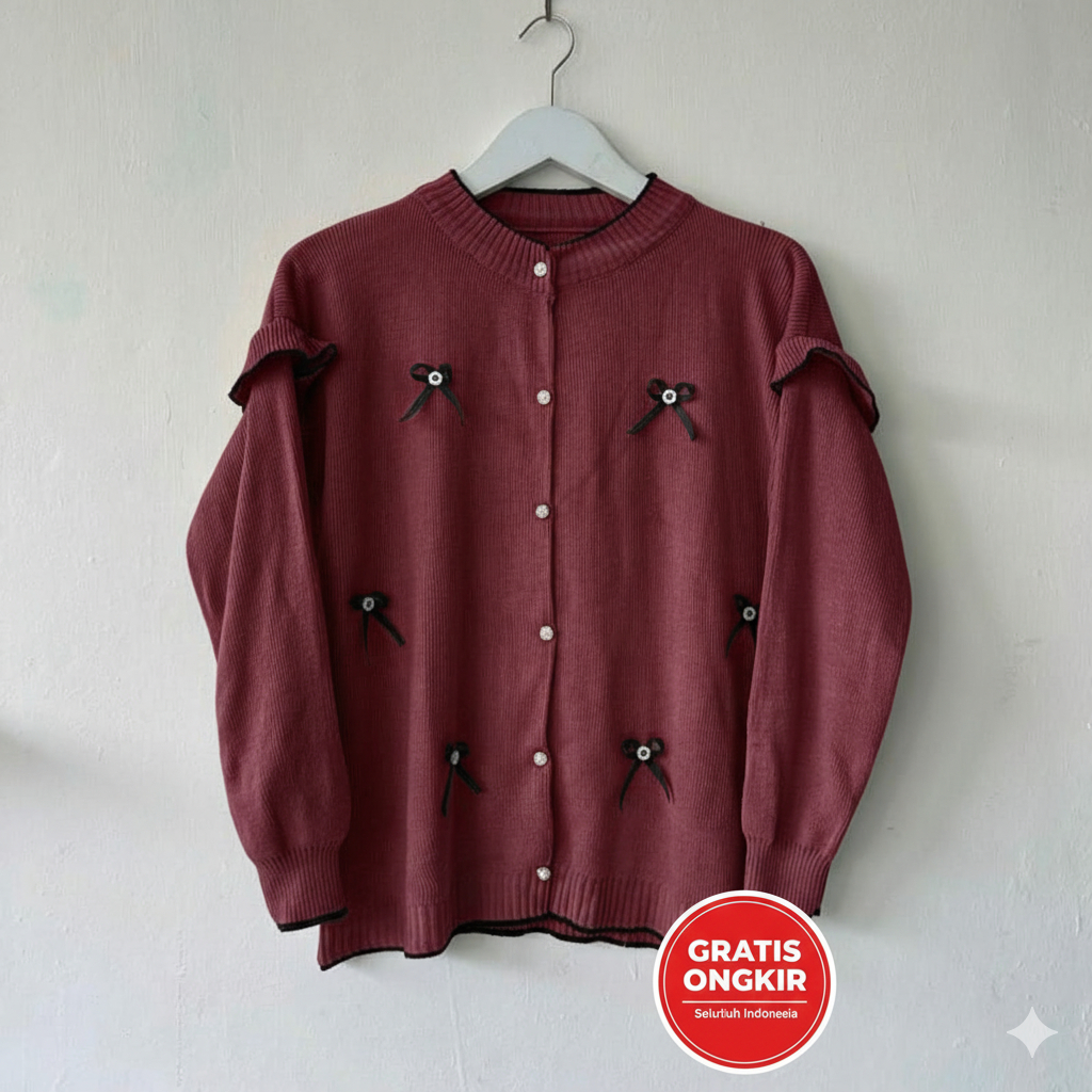 Jual POPPY KNIT CARDY / Kardigan Pita Rajut Wanita / Cardigan Pita Korean style | Shopee Indonesia