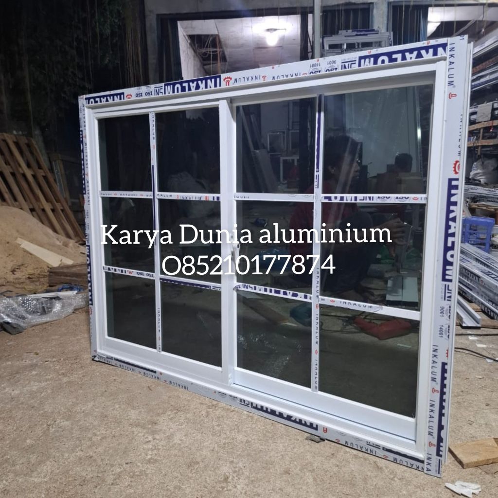 Jual jendela sliding geser 2 daun kaca 5mm kusen 3" + Lis ornamen kotak2. ukuran L 150 T 100 L ...