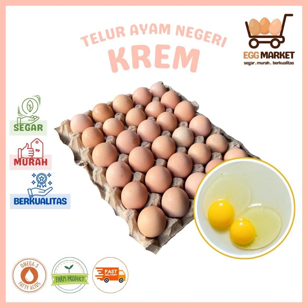 Jual TELUR AYAM NEGERI 1KG KREM (SORTIRAN) SEGAR MURAH BERKUALITAS ...