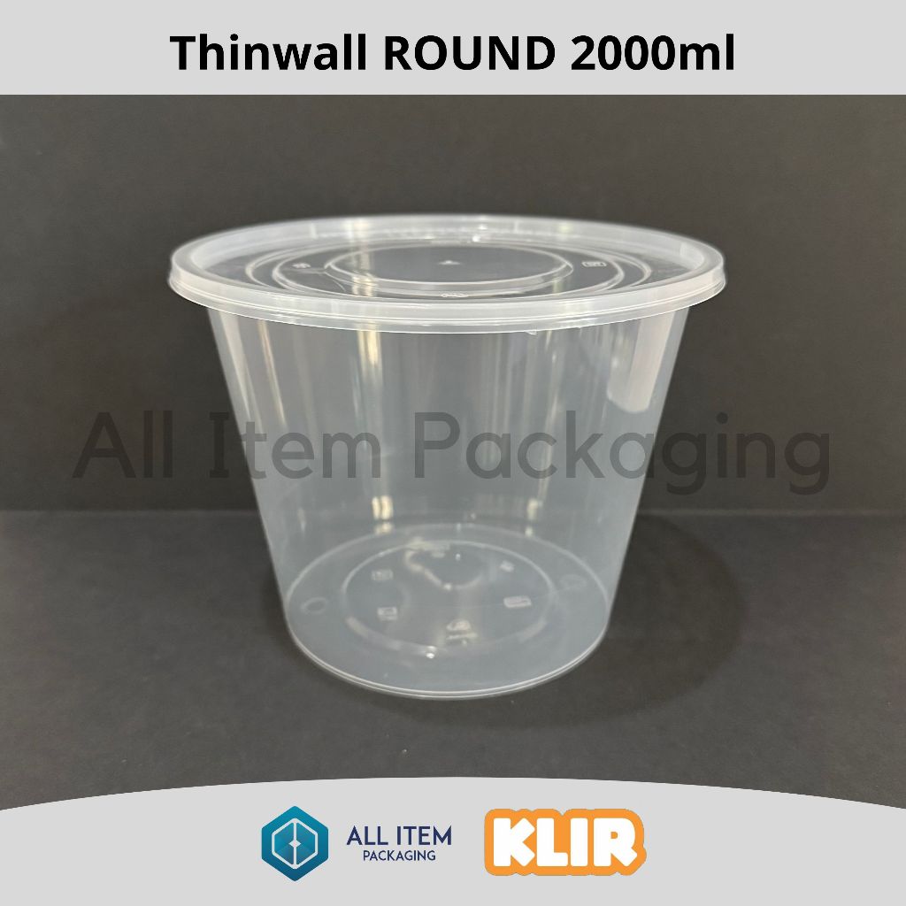 Jual Thinwall KLIR ROUND 2000ml / ROUND BOWL Jumbo Bucket Popcorn ...