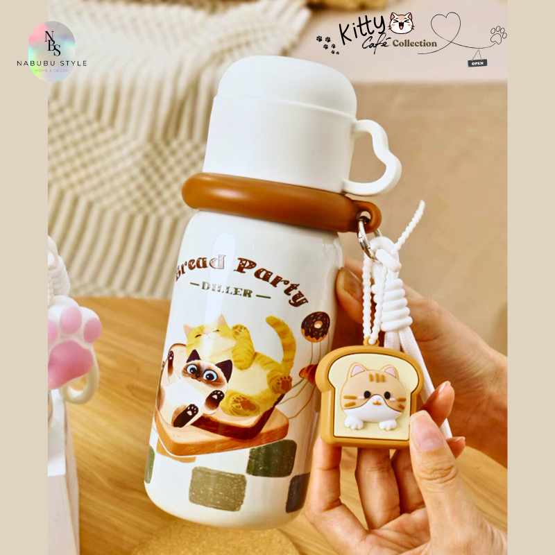 Jual [NABUBU] Tumbler Stainless Kitty Café 480ml with Cup | Botol Minum ...