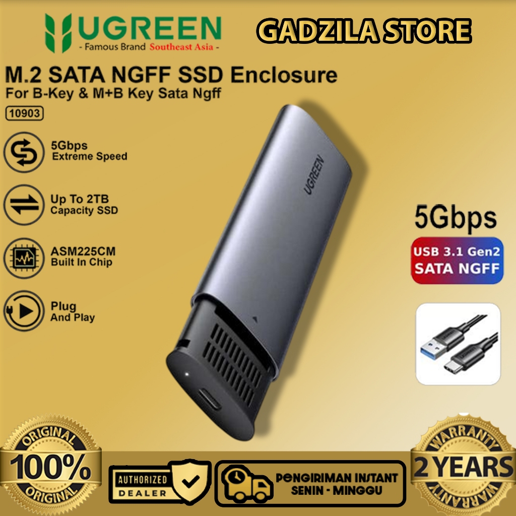 Jual UGREEN Casing Enclosure SSD NVMe M.2 SATA Ke USB 3.1 Gen2 10gbps M ...