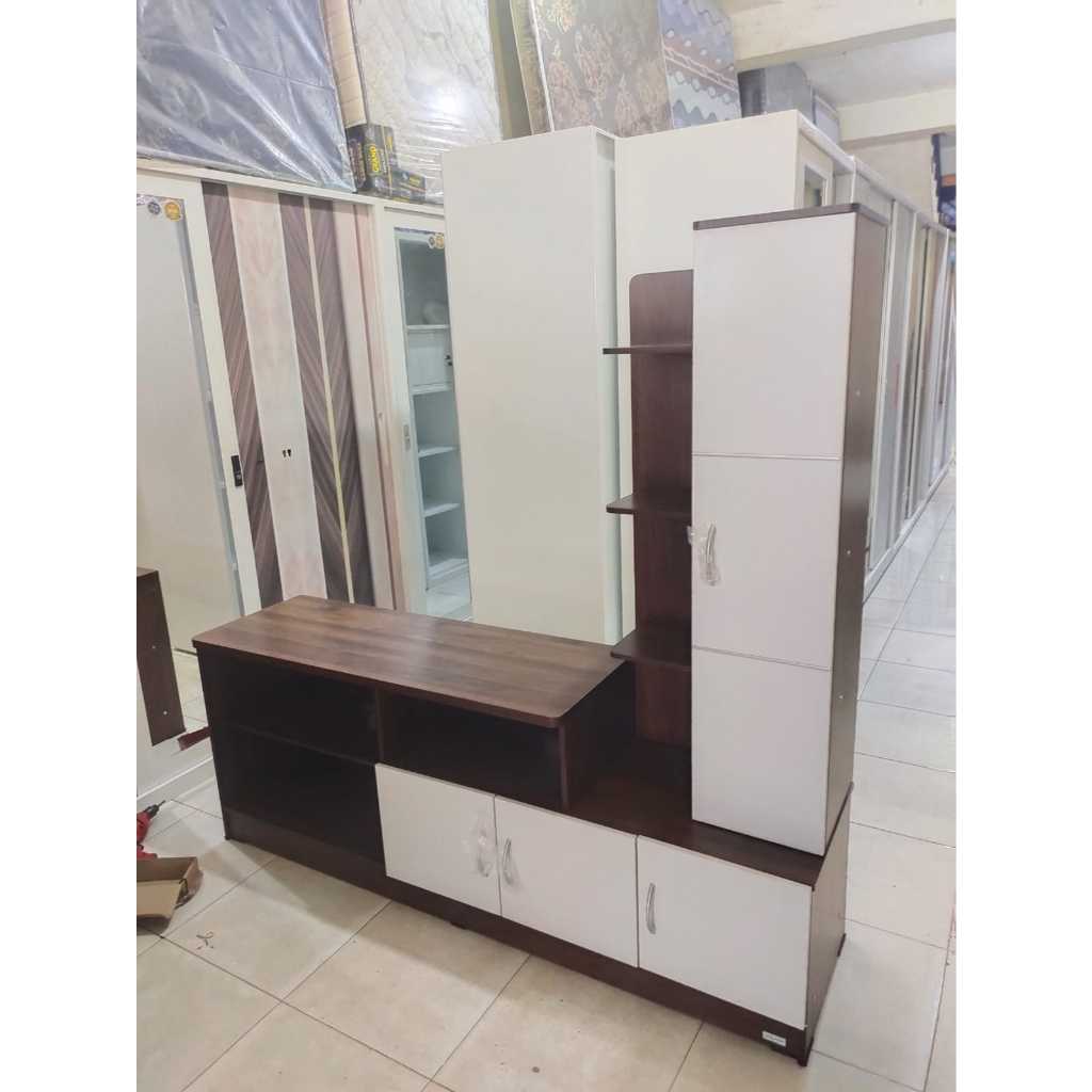 Jual BUFFET TV/ RAK TV 1 PINTU LEMARI+3 LACI UKURAN 156X43X128 | Shopee ...