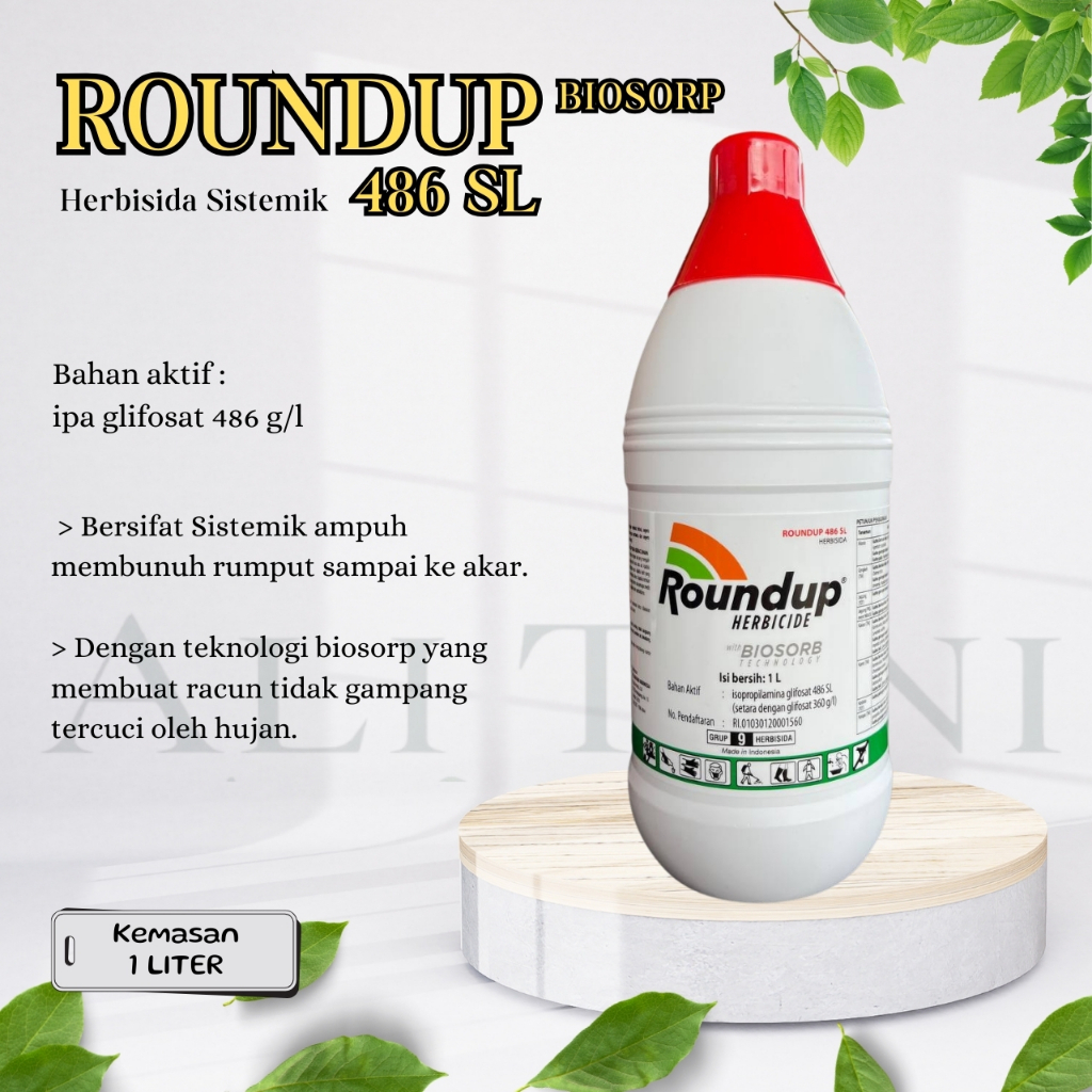 Jual (1 LTR) ROUNDUP 486 SL Biosorp Herbisida Sistemik/Racun Rumput ...
