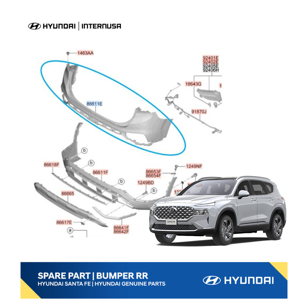 Jual 86650S1000 Spare Parts Body Bumper RR Hyundai Santa Fe | Hyundai ...