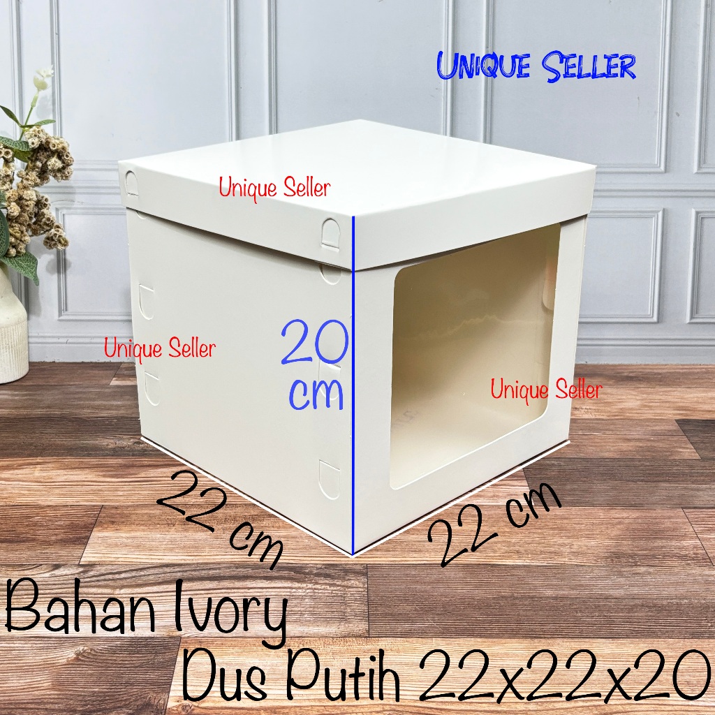 Jual Dus Kotak Box Kue Tart Cake Ulang Tahun Tinggi 22x22x20 cm IVORY ...