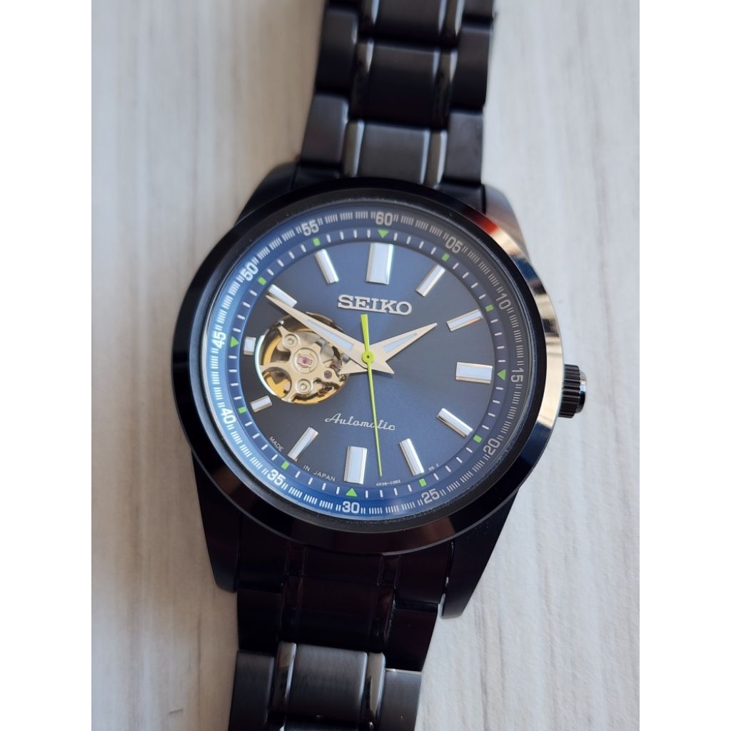 Jual Seiko Selection Automatic Open Heart Blue Sunburst SCVE055 JAPAN ...