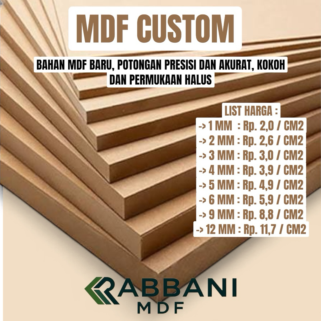 Jual MDF CUSTOM/POTONGAN MDF/Tebal 1MM 2MM 3MM 4MM 5MM 6MM 9MM 12MM ...