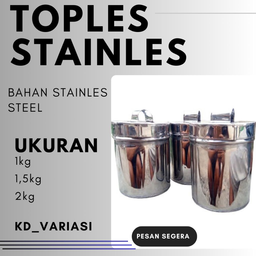 Jual KALENG TOPLES STAINLESS 1KG | 1,5 KG | 2KG UNTUK WADAH TOPING MARTABAK | Shopee Indonesia