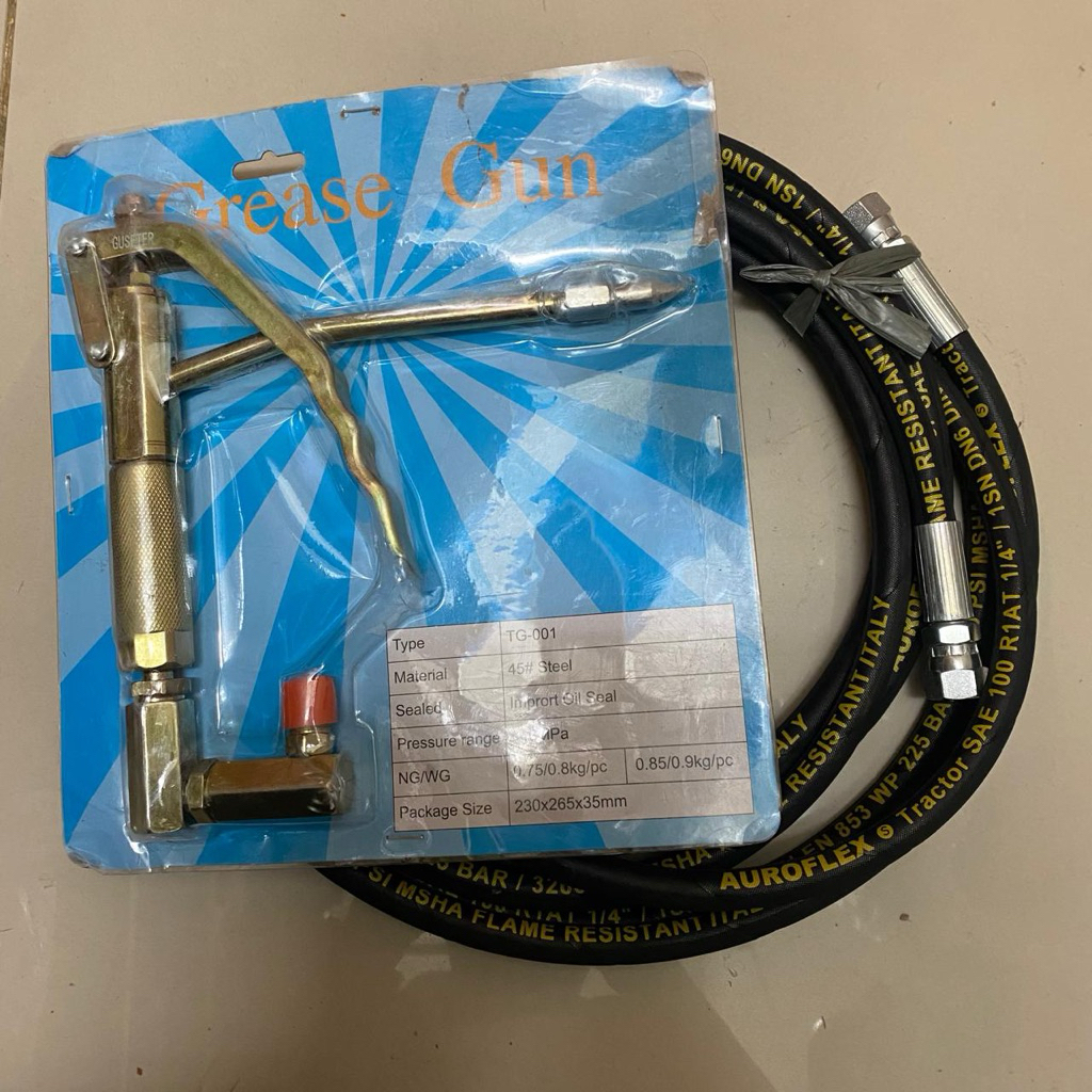 Jual paket pompa gemuk grease angin + selang / gun pompa stampad / gun ...