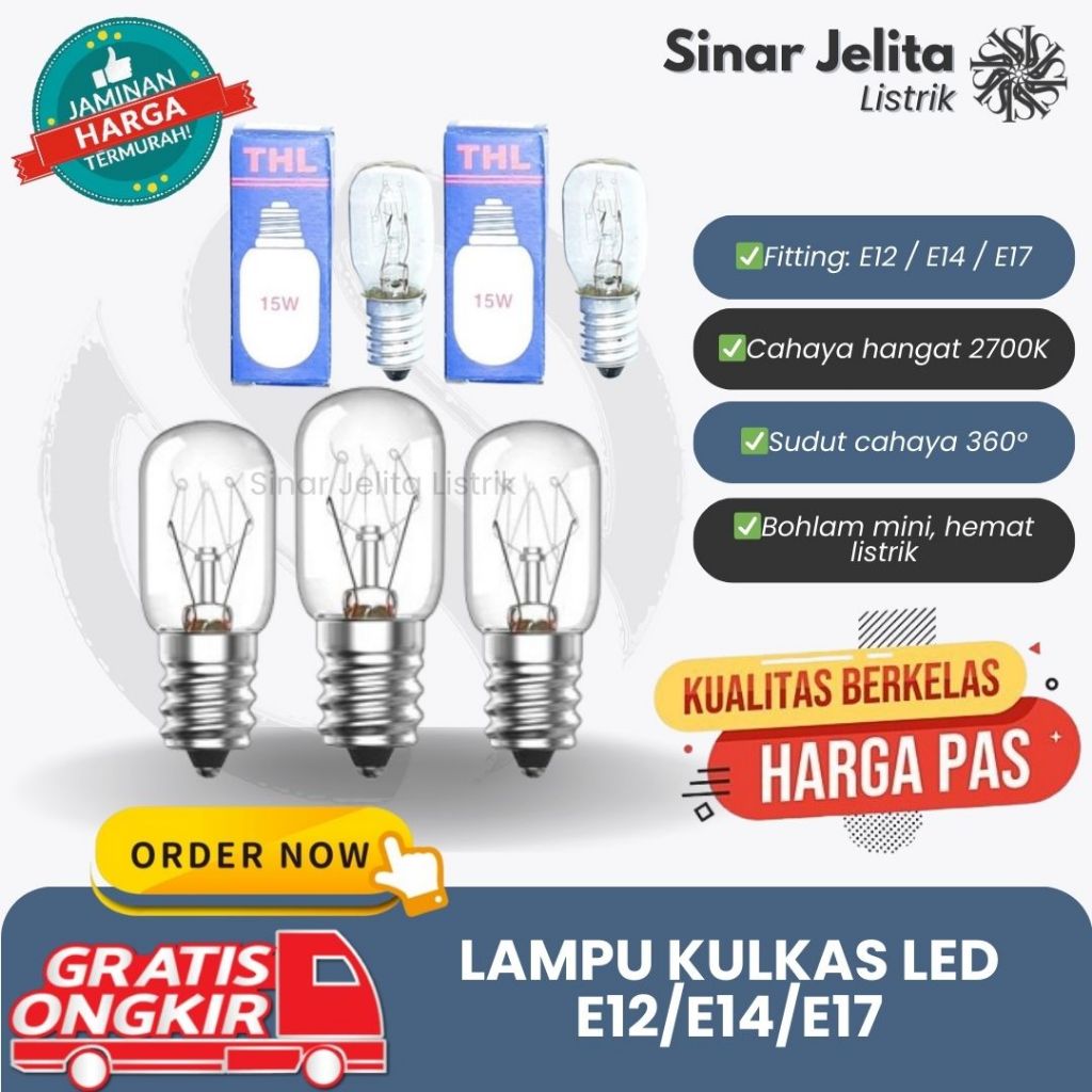 Jual Lampu Kulkas LED Dop Kuning E12 E14 E17 Refrigerator Lamp Lampu ...