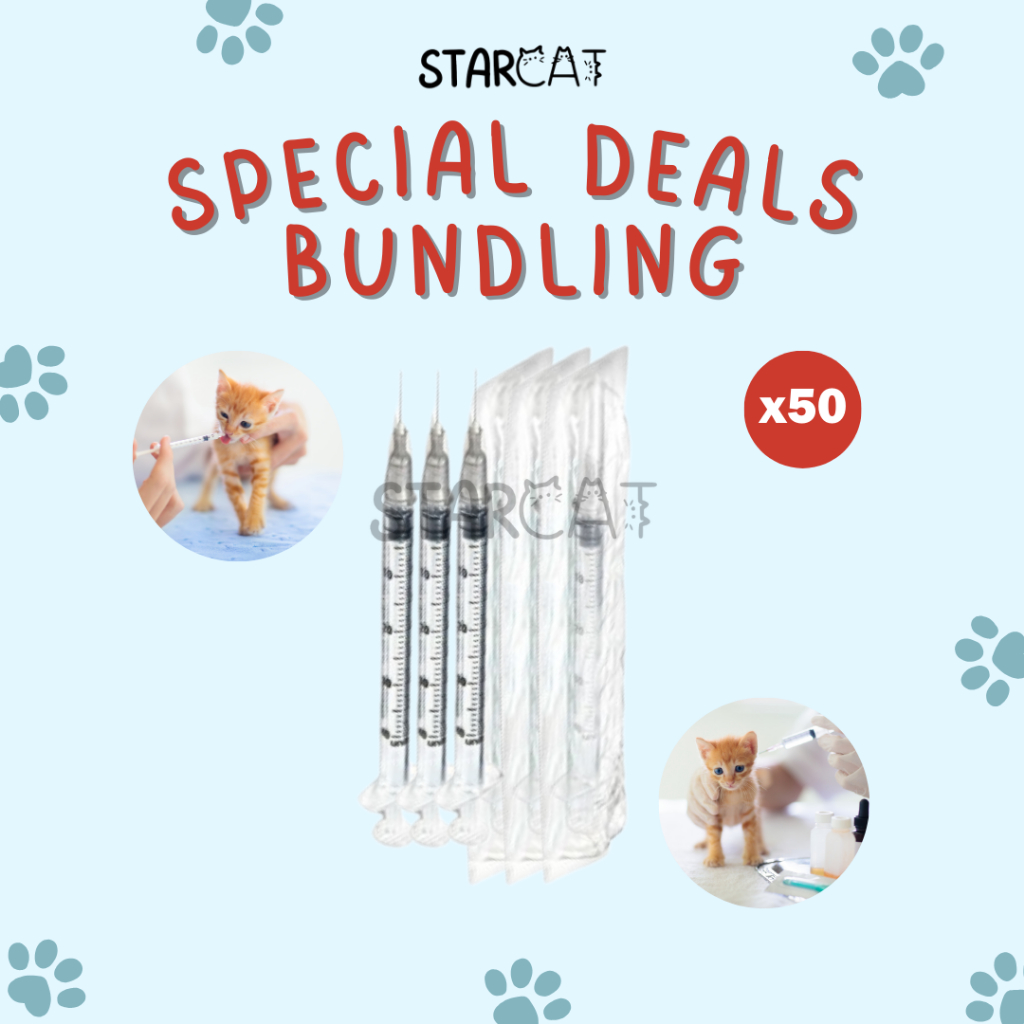 Jual SC 50 Pcs Spuit Makanan Kucing 1ml Spet Hewan Jarum Suntik Syringe ...