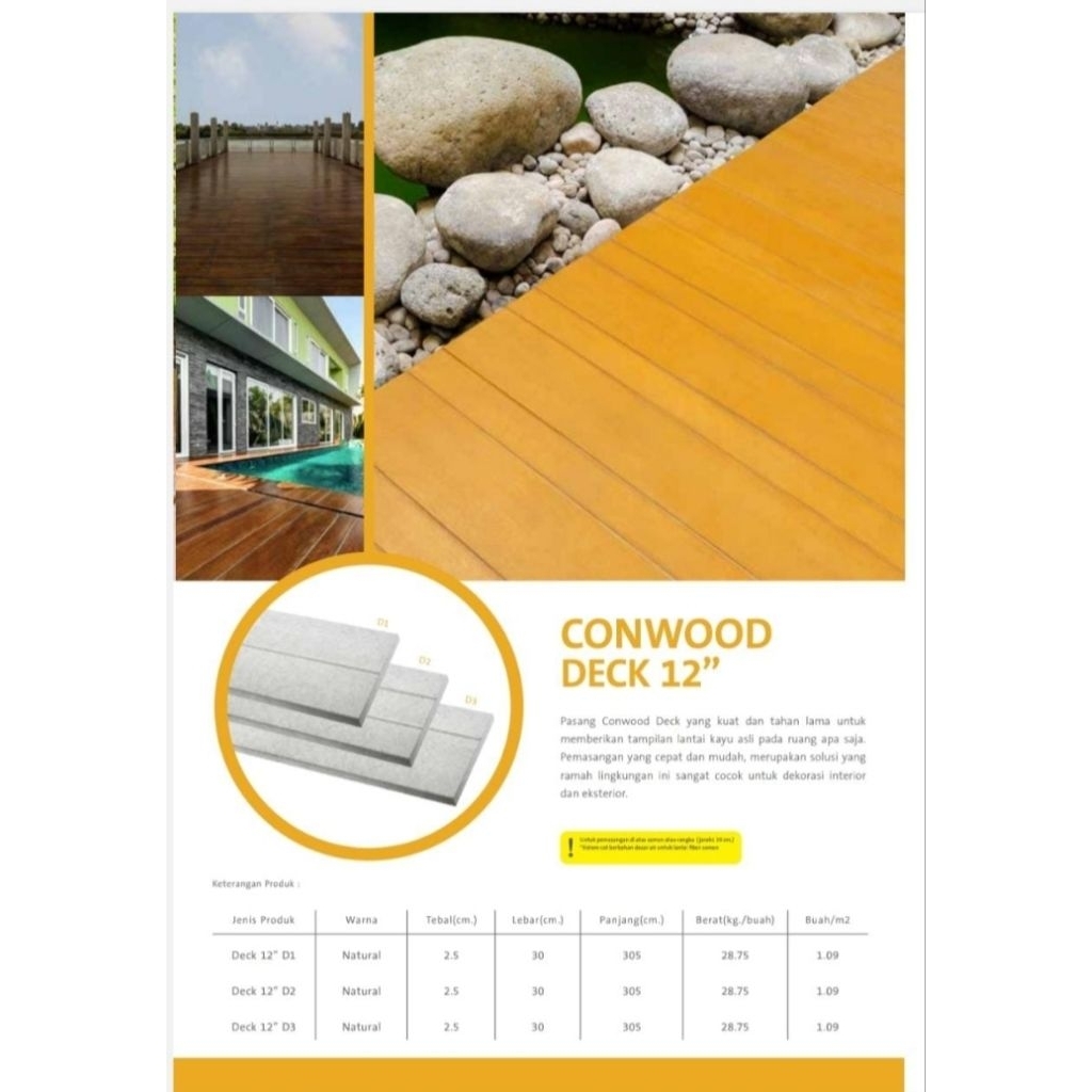 Jual Conwood Decking Lantai Outdoor Deck 12" D1 Lebar 30 cm Tebal 25 mm ...