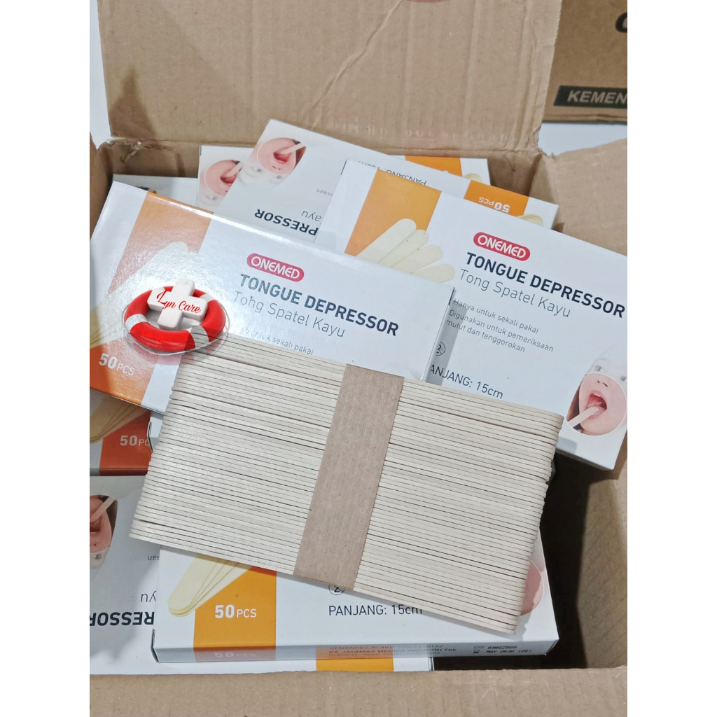 Jual LynCare Tongue Spatel ONEMED Tong Spatel Kayu isi 50 Spatula Lidah ...