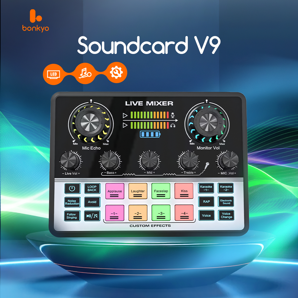 Jual Bonkyo V9 Soundcard Live Streaming Mixer Audio dengan Efek Suara ...