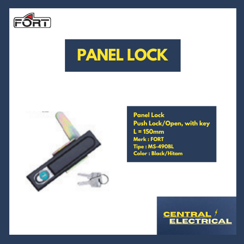 Jual FORT Panel Lock, Push Lock / Open With Key (L=150mm), Black/Hitam ...