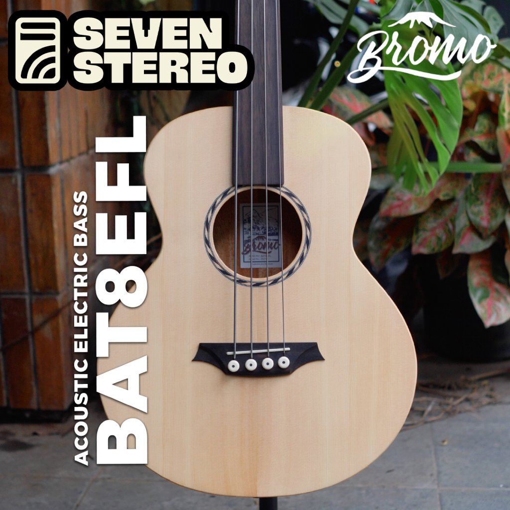 Jual BROMO BAT8EFL Bass Acoustic Fretless - Akustik Bass Fretless Mini ...