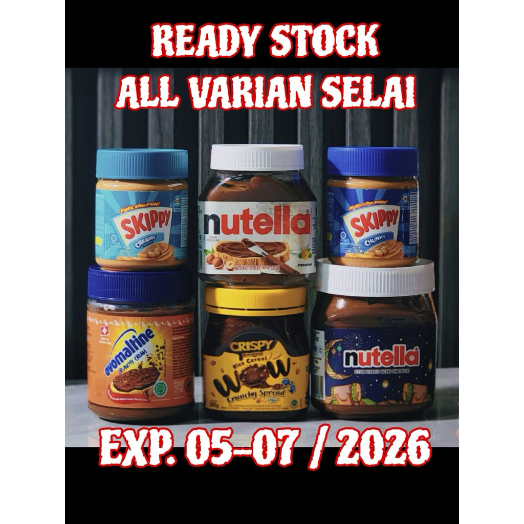 Jual Selai Skippy 170gr /Nutella hazelnut spread with cocoa 200g 350g ...