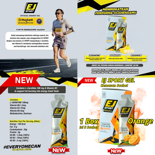 Jual EJ Sport Gel sportgel energy stamina tenaga olahraga lari sepeda ...