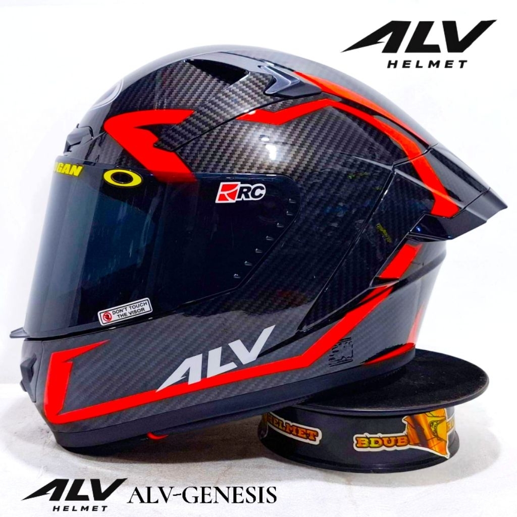 Jual Helm ALV Genesis Carbon red paket ganteng spoiler 3D | Shopee ...