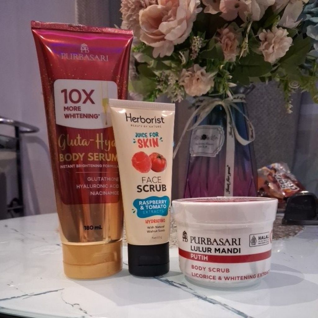 Jual Paket (ISI 3)Purbasari Body Serum Gluta Hya +lulur Mandi Putih 100 ...