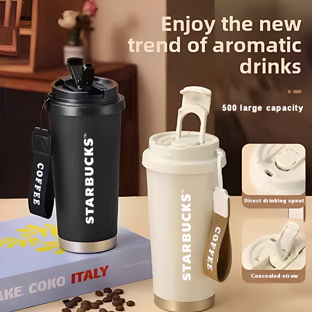 Jual Tumbler Starbucks 2in1 Stainless Steel 316 500ml Sedotan Portable ...