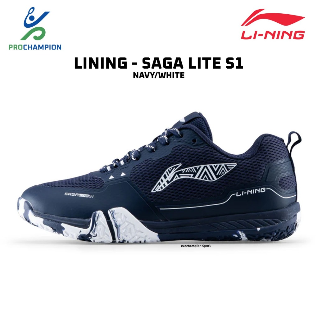 Jual Sepatu Badminton LINING Saga Lite S1 Navy White | Shopee Indonesia