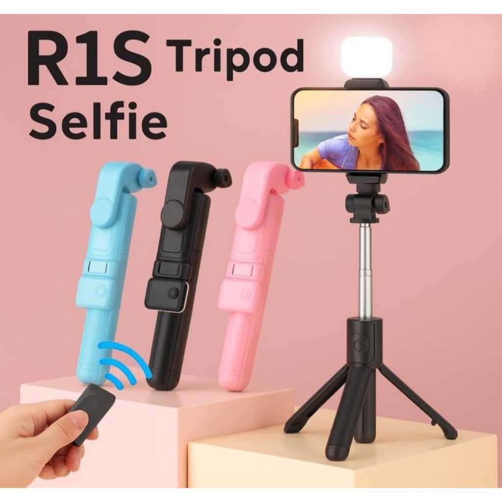 Jual Tongsis R1S tripod 3 in 1 bluetooth + flash LED lampu remote ...