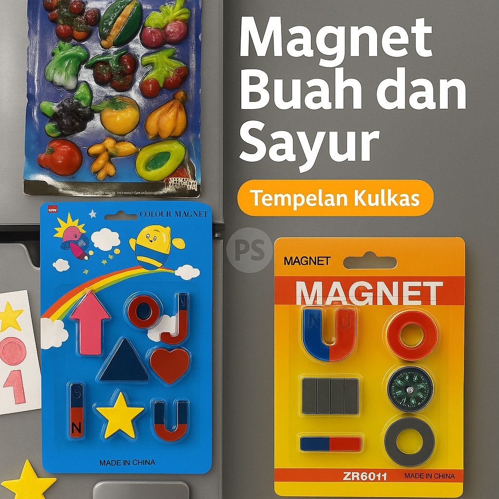 Jual Magnet Tempel Kulkas Buah Sayur / Bentuk Warna / Magnet Set ...